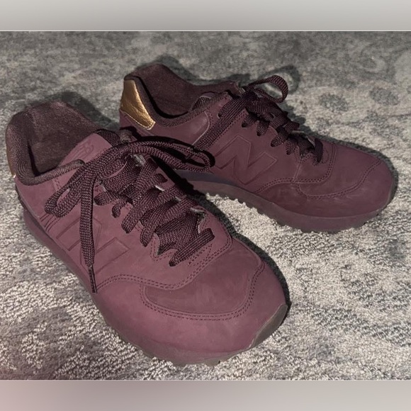 New Balance | Shoes | New Balance Maroon And Metallic Gold Sneakers ...